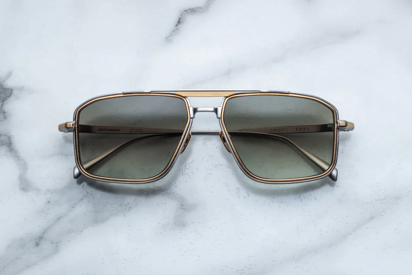 JACQUES MARIE MAGE EARL 41 SILVER LIGHT BOTTLE GREEN - VISIONARY OPTICS